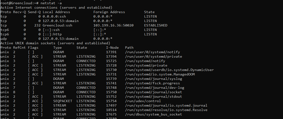 How To Use 20 Netstat Commands For Linux Network Management Greencloud Documentation